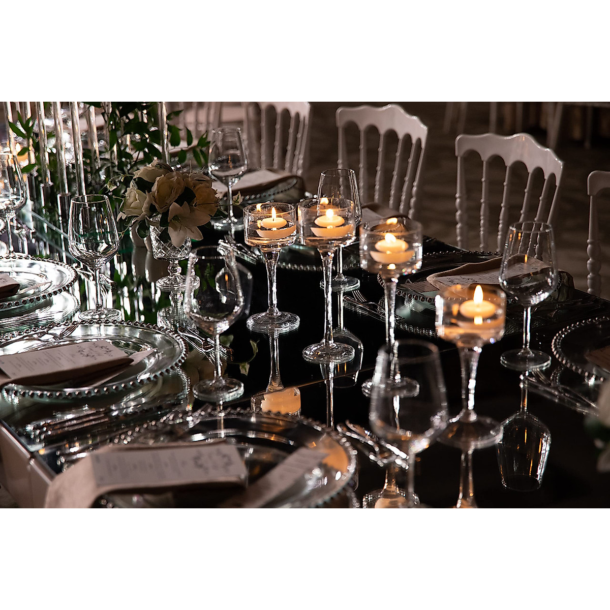 24 Pcs Floating Candles - 5 Hours Burning, Unscented Flameless Dripless Floating Candles | Centerpieces for Weddings, Special Occasions and Home Decorations 1.7 Inch (White 24 Pcs)