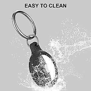 [2PCS] Air Tag Keychain, ICARERSPACE Apple AirTag Holder with Airtag Key Ring Designed for Apple AirTag Case - Black