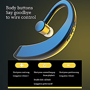 Saycker Bluetooth 5.0 Ear Hook Wireless Headphone, Bluetooth Earpiece, Ear Plug Headset with Microphone, Single Ear Noise Cancelling Earphones Painless Wearing, for Outdoor(Black)