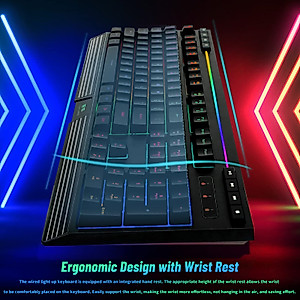TuparGo Computer RGB Backlit USB Wired Gaming Keyboards 104 Keys, 25 Anti-Ghosting Spill-Resistant Mac Keyboard for Desktop and PC, Black