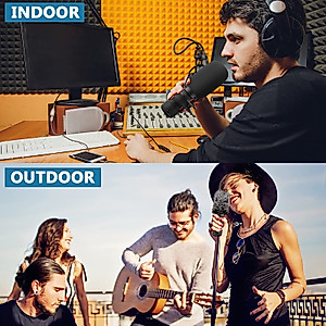 Pop Filter for Hyperx Quadcast s, Mic Foam Cover+Furry Wind Muff Compatible with Hyperx Quadcast s Microphone Pop Filter Windscreen Cover for Indoor/Outdoor Use,Combo 2Pack