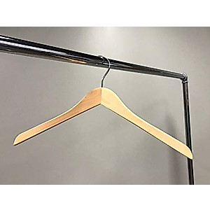 NAHANCO 8117CHNONOTCH20 17" Flat Wood Hanger, Chrome Hook, Natural (Pack of 20)