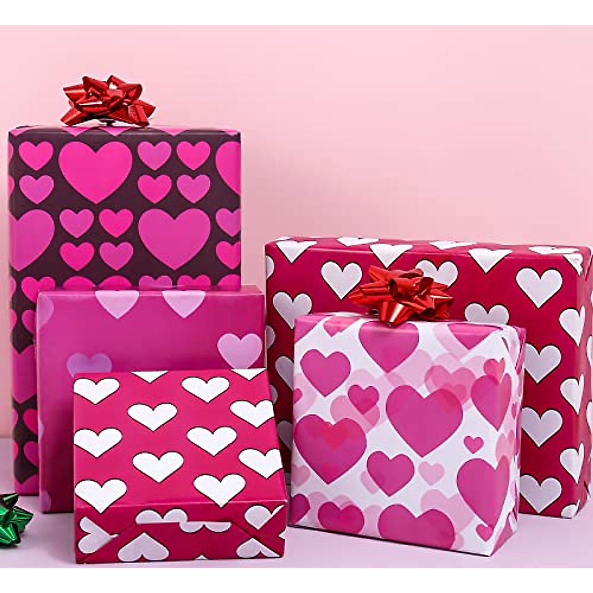 U'COVER Gift Wrapping Paper for Girls Women Men Love Heart Birthday Wrapping Paper for Valentines Day Mothers Day Anniversary Wrap Paper 10 Folded Sheet