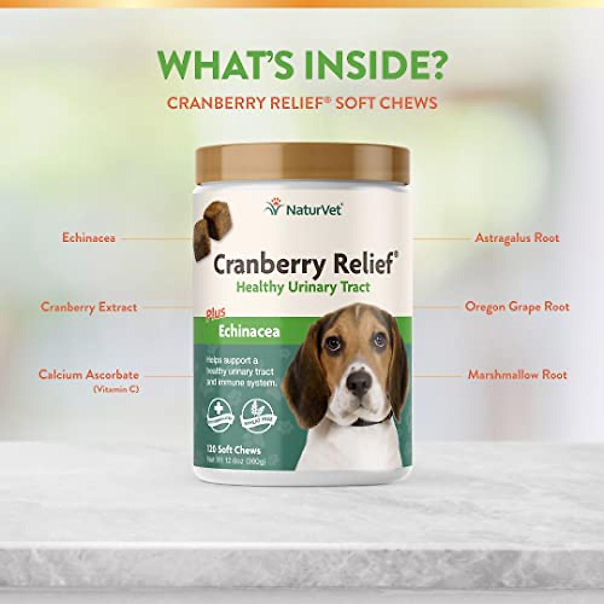 NaturVet – Cranberry Relief Plus Echinacea – Helps Support a Healthy Urinary Tract & Immune System – 120 Soft Chews
