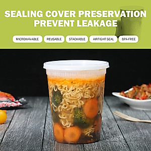 MANSHU 30 Sets 32oz Plastic Deli Food Storage Soup Containers with Airtight Lids, Food Prep and Storage.