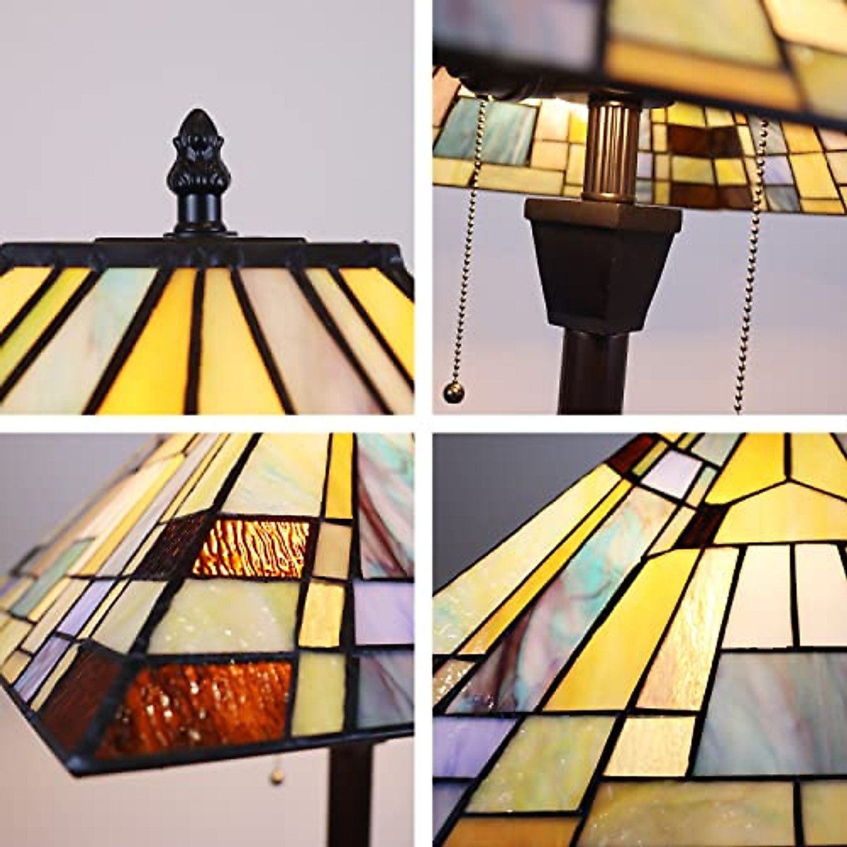 Chloe Lighting Kinsey Tiffany-Style Blackish Bronze 2-Light Mission Floor Lamp 18" Shade