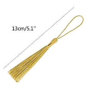 VAPKER 30 Pieces Gold Tassels 13cm/5-Inch Silky Handmade Soft Mini Tassels Floss Bookmark Tassels with 2-Inch Cord Loop for Jewelry Making, DIY Projects, Bookmarks
