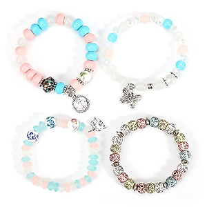 Twinfree Bohemian Bracelets Set for Women, Stackable Boho Stretch Multilayer Colorful Stack Beads Bracelet, Girl Hippie Stretchy Beaded Handmade Angel Wings Charm Ladies 8 Pack