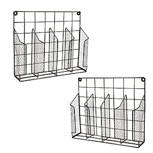 Home Basics Stainless Steel Rust Resistant Wrap Organizer, Perfect for Food Storage Bags, Silver Foil, Wax Paper, Sandwich Bags, Plastic Wrap- Mounts to Cabinet Door or Wall (ONYX BLACK, 2)