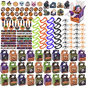 ATFUNSHOP 30PACKS Halloween Treat Boxes and Party Favors 240PCS Trick or Treat Candy Boxes for Classroom Students Exchange Halloween Carnival Prizes
