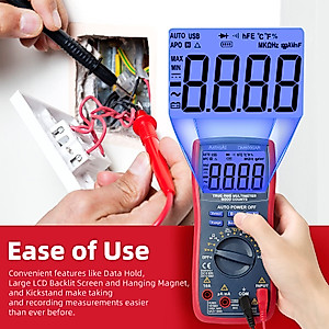 AstroAI TRMS 6000 Counts Multimeter with Large Backlit Display + 4000 Counts Auto-ranging Digital Clamp Meter