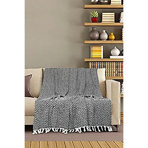 EVALAND 56 x 79 INCHES Turkish Cotton Blanket and Throw Blanket, Machine-Washed, Comfy Bed Blanket, Bed Throw, Super Soft Blankets and Throws for Couch, Sofa, Bed, Traveling, Black
