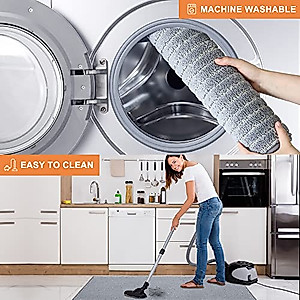 BEQHAUSE Kitchen Rugs and Mats Non Skid Washable Kitchen Floor Mat with TPR Backing 100% Polyester Grey Kitchen Mat Set of 2 Absorbent Runner Rugs for Kitchen 20x30inch/20x48inch