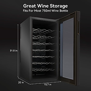 Fijinhom 32 Bottle Wine Cooler, Black, Thermoelectric Wine Fridge, 2.75 cu. ft. (78L), Freestanding Wine Cellar, Red Wine Storage for Small Kitchen, Apartment, Condo, RV