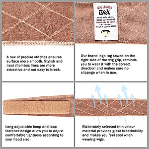 GEX Wig Grip Band Adjustable Velvet Non-Slip Breathable Head Band to Keep Wig Secured and Prevent Headaches (Tan)