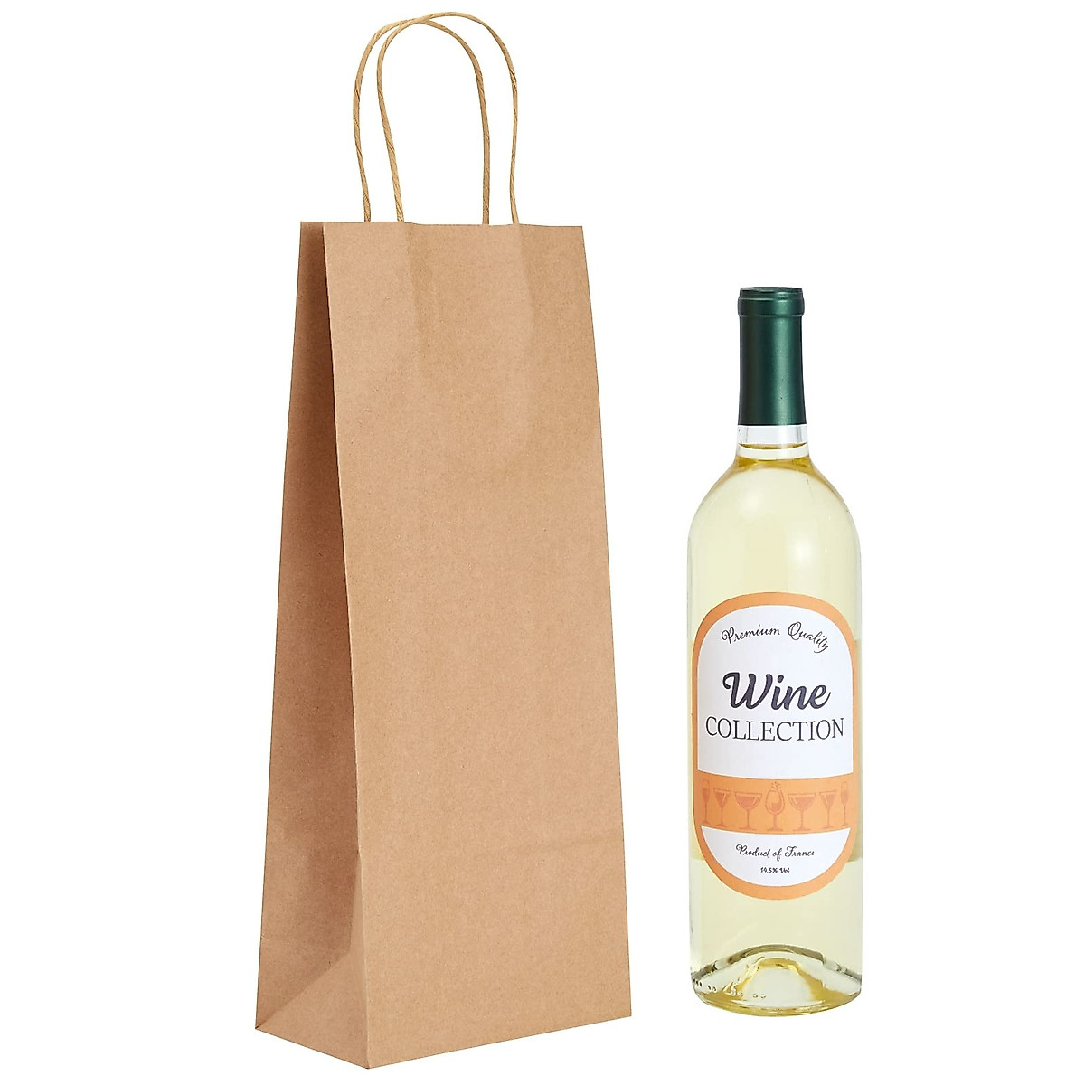 Bright Creations Kraft Paper Wine Gift Bags with Handles (Brown, 50 Pack)