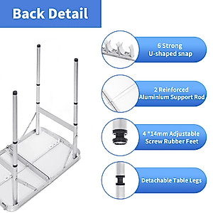 Moosinily Small Folding Table 2FT Foldable Camping Table Portable Picnic Table Metal 4 Height Adjustable Outdoor for Beach BBQ White 23.6×15.7 inch