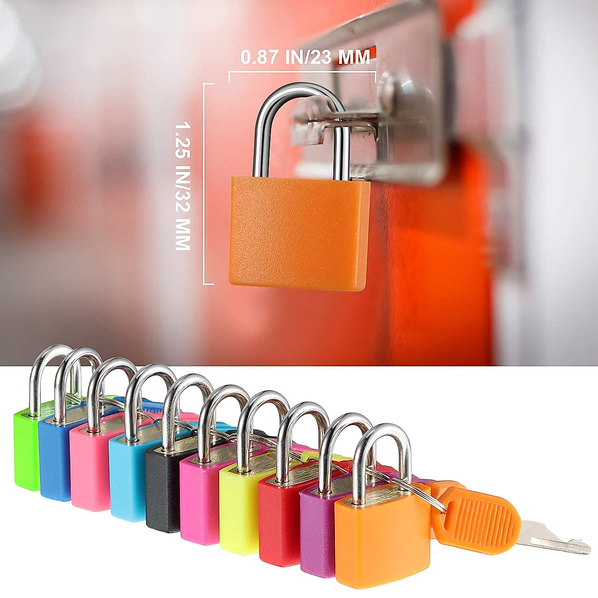 Luggage Locks with Keys Suitcase Locks Mini Metal Keyed Padlocks for Backpack Boxes Laptop Bag School Gym Locker 23mm (Fresh Color,6 Pieces)