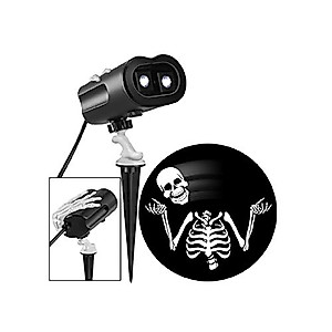 Halloween White Grimmotion Skeleton with Moving Head Lightshow Projection
