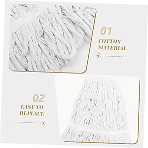 ABOOFAN Mop Replacement Head Floor Cleaning Mop Head Wet Mop Head Refill Reusable Mop Pad Industrial Mop Head Floor Sweeper Cleaning Mop Replacement Dust Wet Mop Head Cotton Thread White