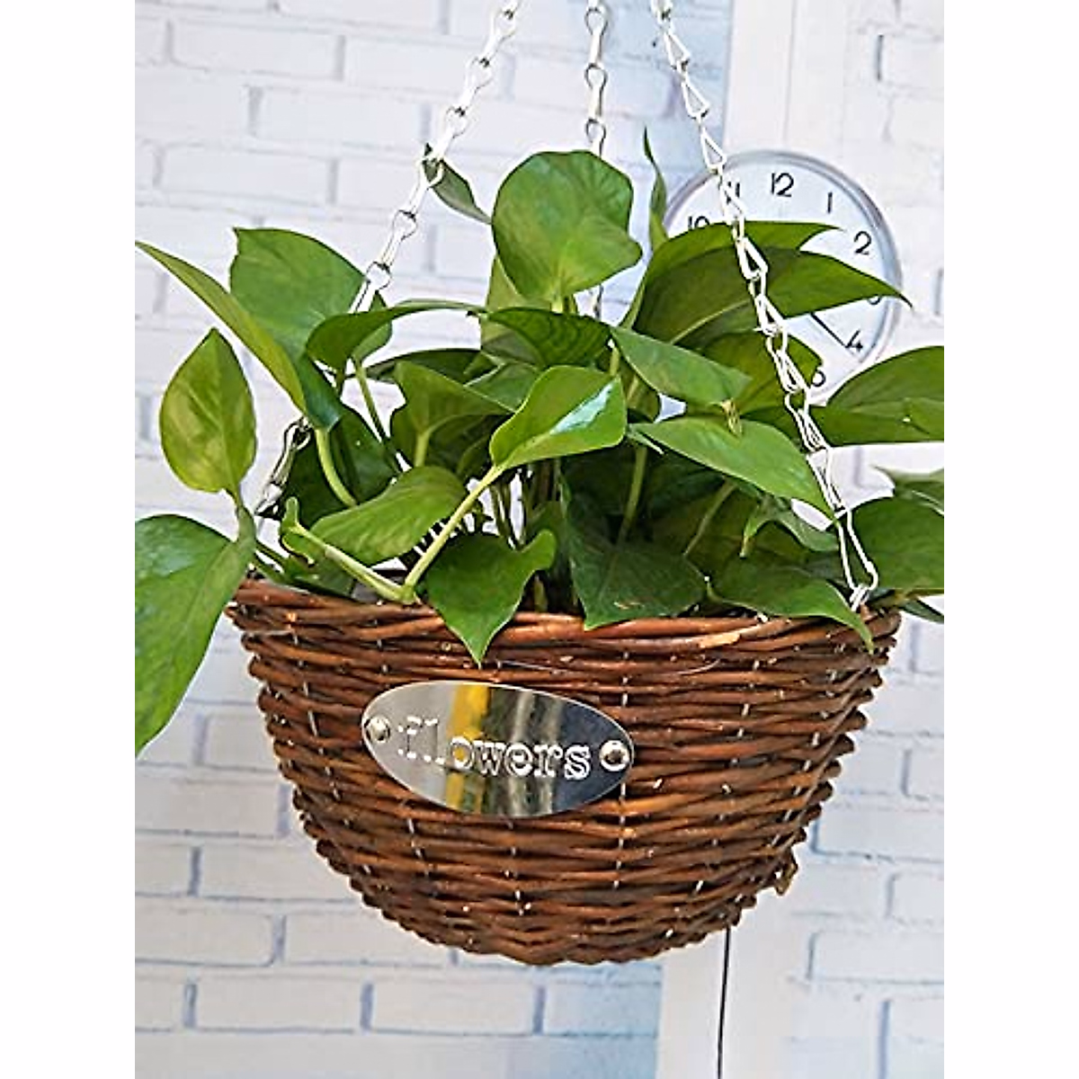 HUIKJI 2Pcs Hanging Basket Rattan Flower Pot,Garden Hanging Planter with Metal Chains for Indoor Outdoor Yard Wall Porch Restaurant Hotel Store Decoration European Style
