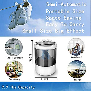 Portable Mini Washing Machine,Semi-Automatic,Three functions of washing shoes washing Clothes Spin-Dry,9.9 lbs Capacity