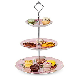 BTaT- Porcelain Dessert Stands, 3 Tier Cake Stand, Cupcake Stand, Floral Cupcake Display Stand, Cupcake Stands for Dessert Table, Tiered Cupcake Stand, Cupcake Tier, Cupcake Holder