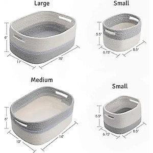 Cotton Rope Storage Basket Set of 4 with Handles