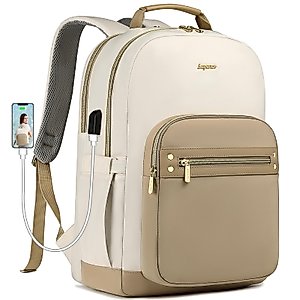 bagswan laptop backpack for Women - 15.6 inch Work Bags Travel Backpack with USB Charger College Bookbag Waterproof Business Computer Backpack Anti-theft Casual Backpacks for Nurse Teacher khaki
