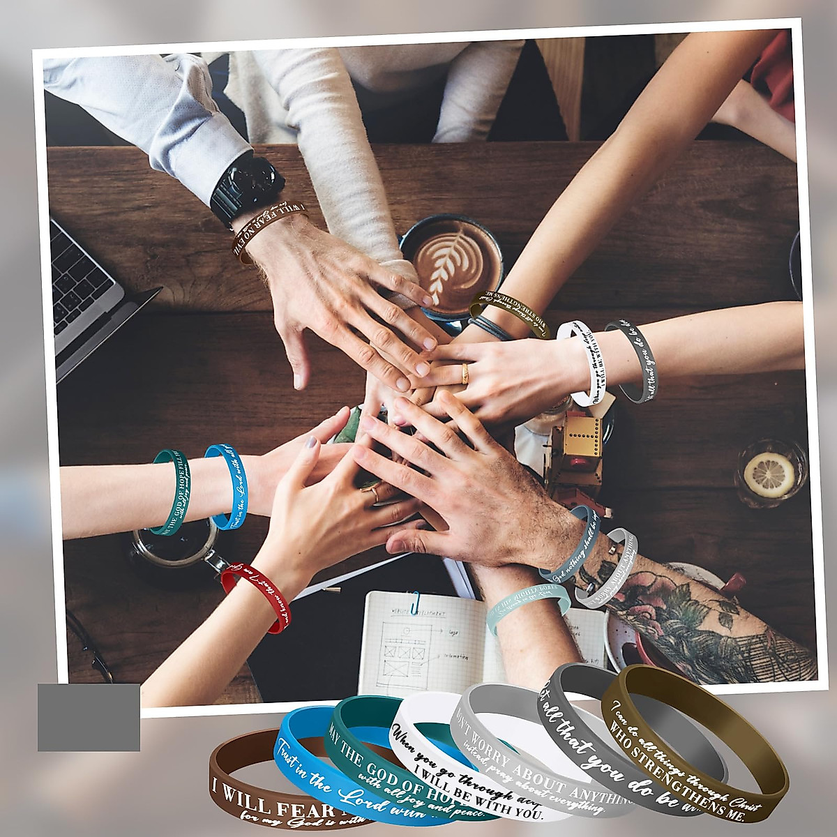 Ecation Bible Verses Bracelets Bulk Scripture Silicone Bracelets Inspirational Motivational Quote Rubber Wristbands Christian Bracelets for Women Men Easter Carnival Party Favors(48 Pcs,Classic)