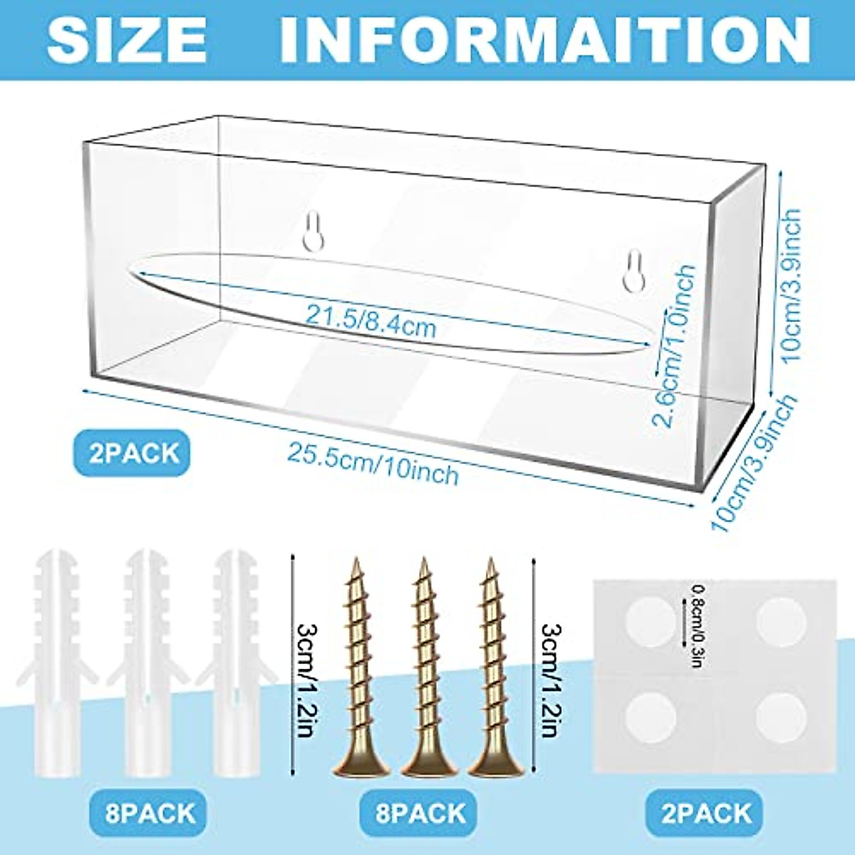 Haomian 4 Pcs Trash Bag Dispenser Roll Holder Grocery Plastic Bag Holder Saver Acrylic Garbage Bag Dispenser 10 x 4 x 4 Inches with Mounting Accessories for Kitchen Restroom Office