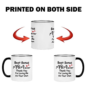 Cabtnca Bonus Mom Gifts, Best Bonus Mom Ever Mug, Bonus Mom Mothers Day Gifts, Bonus Mom Mug, Bonus Mom Gifts from Daughter, Step Mom Mothers Day Gifts, Bonus Mom Birthday Christmas Gifts, 11Oz