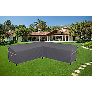 Garden Balsam Heavy Duty Waterproof Patio Furniture Covers,Fade Resistant Outdoor Sofa Covers V-Shaped Sofa Cover 115" W (on Each Side) x 33" D x 31" H Dark Grey