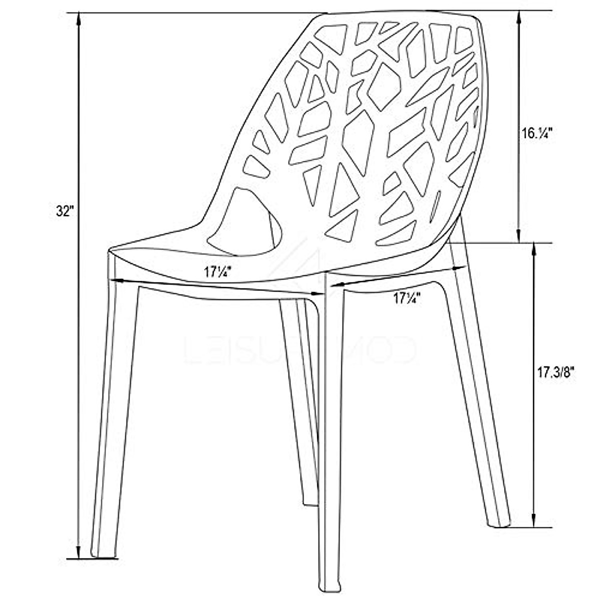 LeisureMod Modern Cornelia Dining Chair, Transparent Red