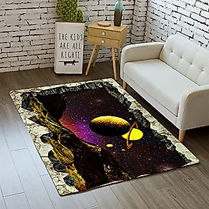 ELKEYE 3D Galaxy Nebula Outer Space Space Area Rug Boy Play Rugs Bedroom Living Room Kitchen Rug Throw Rug Yoga Mat, 2.5x4 Feet