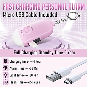 Safesound Personal Alarm Siren Song 3 Pack - 130dB Self Defense Alarm Keychain Emergency LED Flashlight with USB Rechargerable - Security Personal Protection Devices for Women Girls Kids Elderly