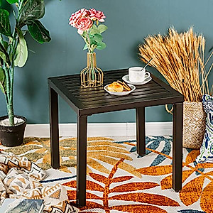 Sophia & William Small Metal End Side Table, Indoor Outdoor Square Bistro Tables, Portable Coffee Table, Rust & Weather Resistant, Black, 18.9"