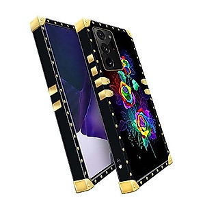 TAMEFOX for Samsung Galaxy Note 20 Ultra Case,Classic Colorful Flowers for Women Girls Soft TPU Shockproof Protective Square Phone Case Cover for Samsung Galaxy Note 20 Ultra-6.9 inch