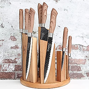 Resafy Wooden Magnetic Knife Block,360° Double Sided Knife Board Universal Knives Holder with Strong Magnet Knife Strip Stand