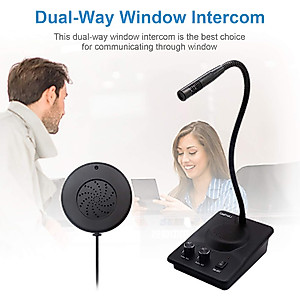 CallToU Window Speaker Intercom System,Dual Way Anti-Interference Intercommunication Microphone Talk Through Glass Window,for Business,Bank,Office,Hospital,Counter,Store,Station,School and More