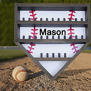 A2MYL Personalized Name Baseball Display Case Softball Storage Stand Baseball Holders for Dad's Collection Memorabilia Baseball Rings (Baseball Display Case - Black)