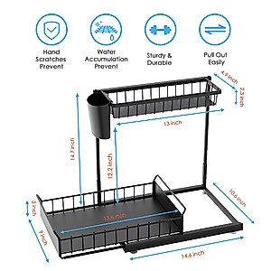 Gracenal Under Sink Organizer, Kitchen Organizers and Storage 1 Pack, L-Shaped 2-Tier Bathroom Storage, Upgraded Pull Out Cabinet Organizer, Gifts for Women Mom as Kitchen Organization and Storage