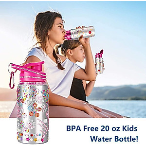 Decorate Your Own Water Bottle for Girls Kids Teen Girl Gift, Fun DIY Arts and Crafts Children, Birthday Gifts Grils Cute School Bottles Christmas Gifts, Pink