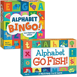 Peaceable Kingdom Alphabet Bingo and Alphabet Go Fish Educational Games for Kids