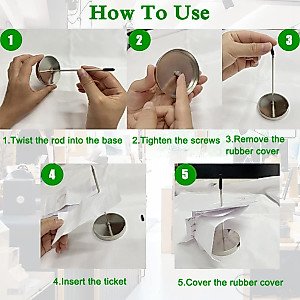 4 Pack Desk Receipt Holder Bill Fork, Receipt Spindle Receipt Holder Spike, Check Bill Holder, Stainless Steel Ticket Spike Check Spindle for Restaurant Supermarket Checkout Counter Accountant