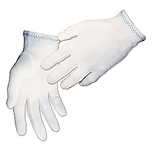 3 Pairs (12 Gloves) Gloves Legend White Inspection Gloves Nylon White Coin Jewelry Antiques Safety Working Gloves For Men - Size Large