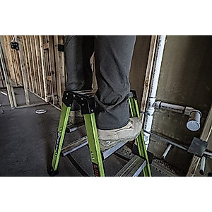 Little Giant Ladders, Sure Step, 3-Step, Double-Sided Step Stool, Fiberglass, (11953), Type 1AA, 375 lbs Weight Rating, Hi-viz Green