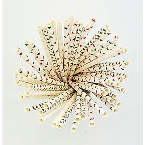 100 Pcs Colorful Disposable Straws, Star Drinking Straws, Rainbow Paper Straws for Juices, Shakes, Cocktail, Smoothies, Party Supplies (White)