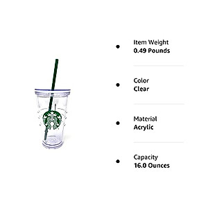 Starbucks Cold Cup Clear Grande Tumbler Traveler With Green Straw Logo - 16oz