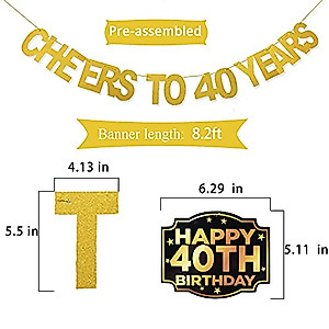 40th Birthday Decorations for Men Women Cheers to 40 Years Birthday Banner and Hanging Swirls for 40 40th Birthday Party Decorations